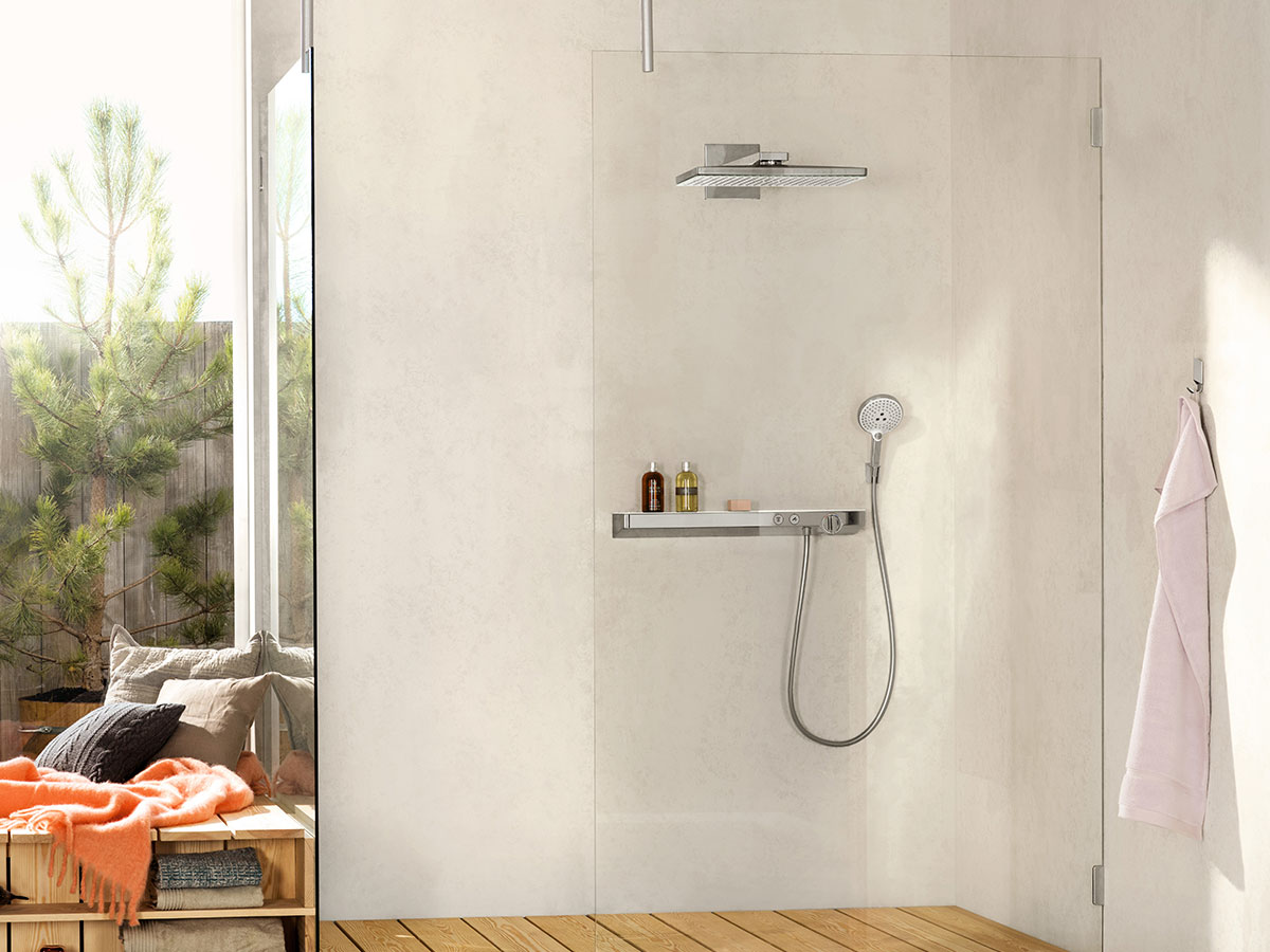 hansgrohe ShowerTablet: shower thermostat with shelf | hansgrohe SG