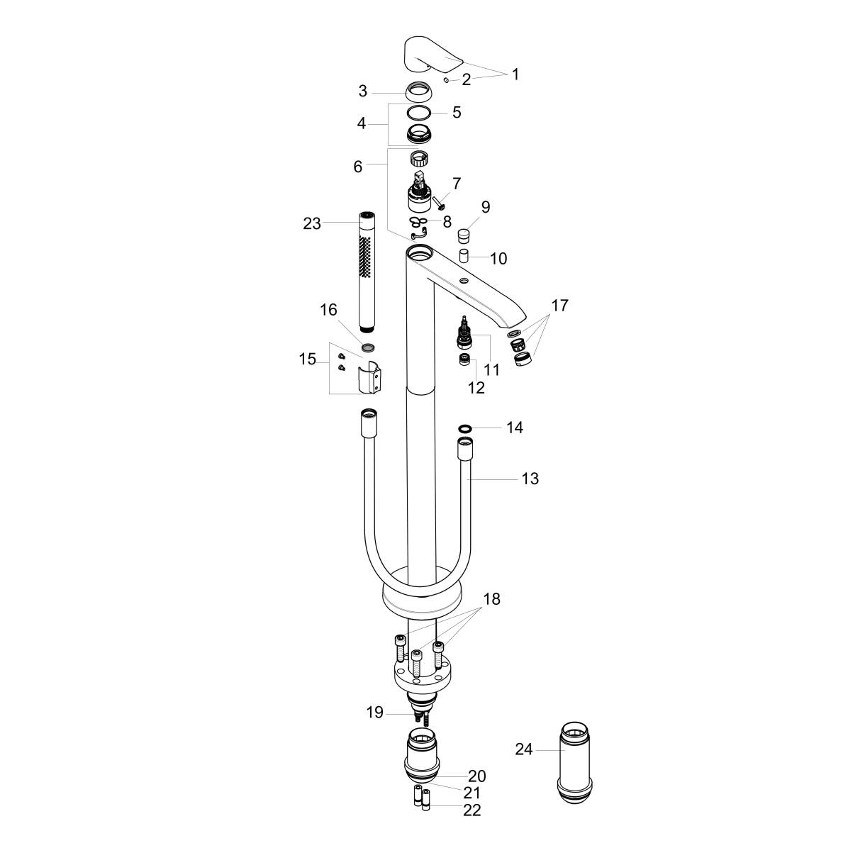 Metris Bath mixers: 2 functions, Chrome, Art. no. 31432001
