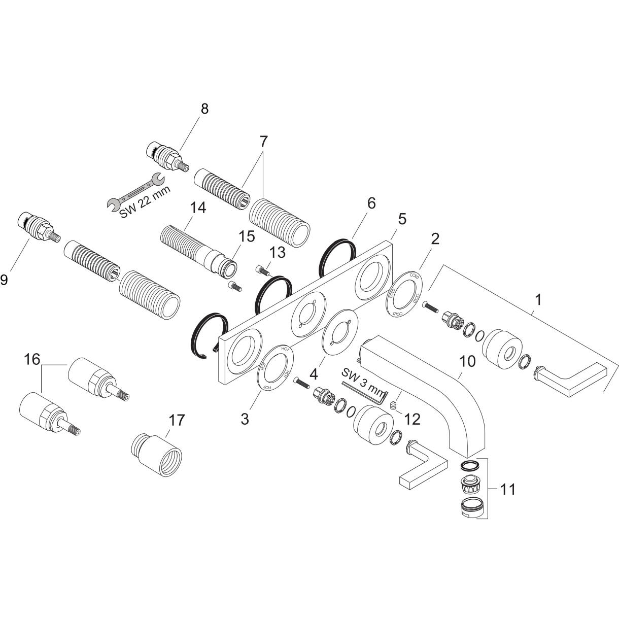 AXOR Washbasin mixers: AXOR Citterio, 3-hole basin mixer for concealed ...
