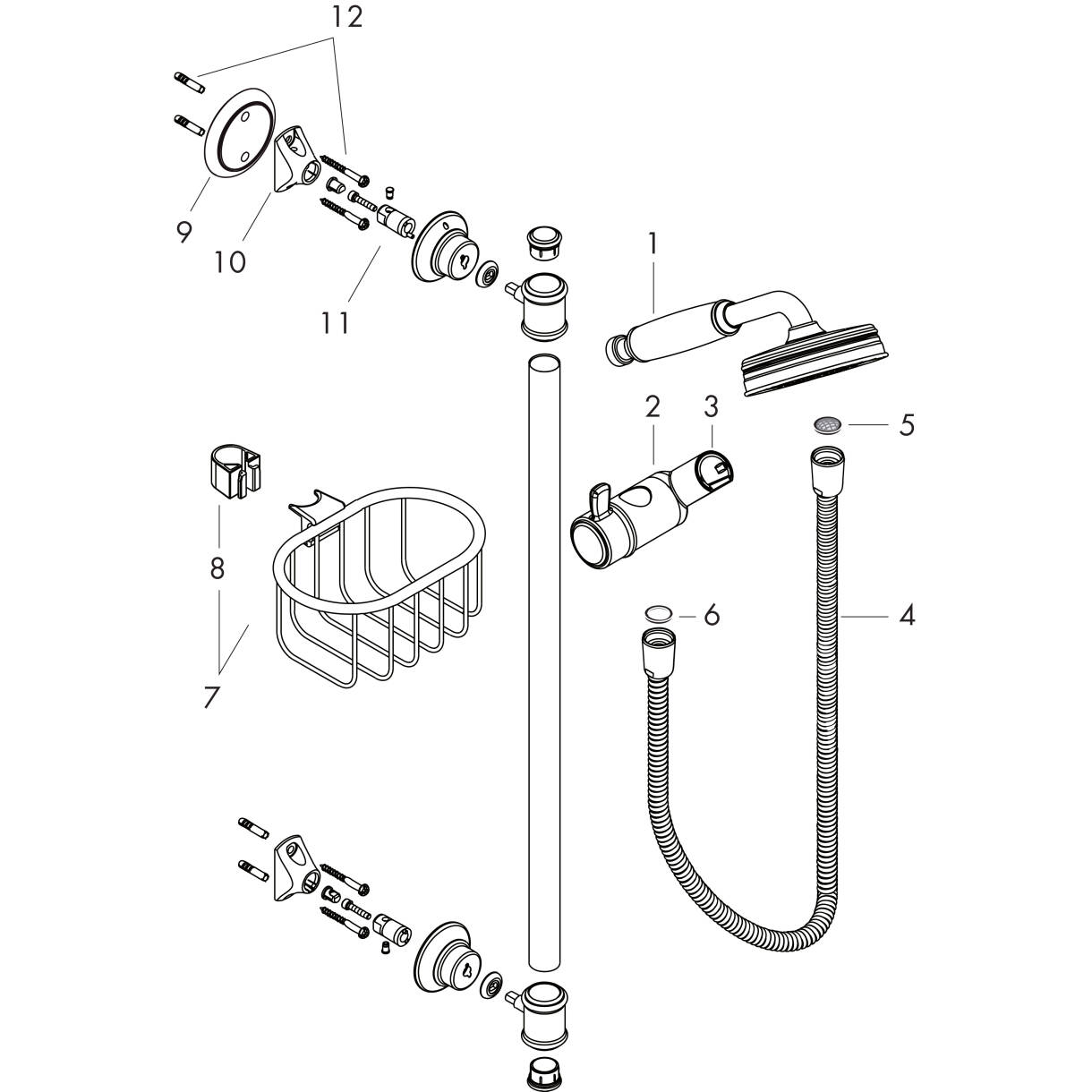 AXOR Wall bar sets: AXOR Montreux, Shower set 0.90 m with 1jet hand ...