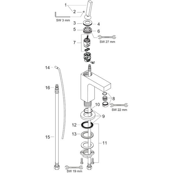 AXOR Washbasin mixers: AXOR Citterio, Single lever basin mixer 80 with ...