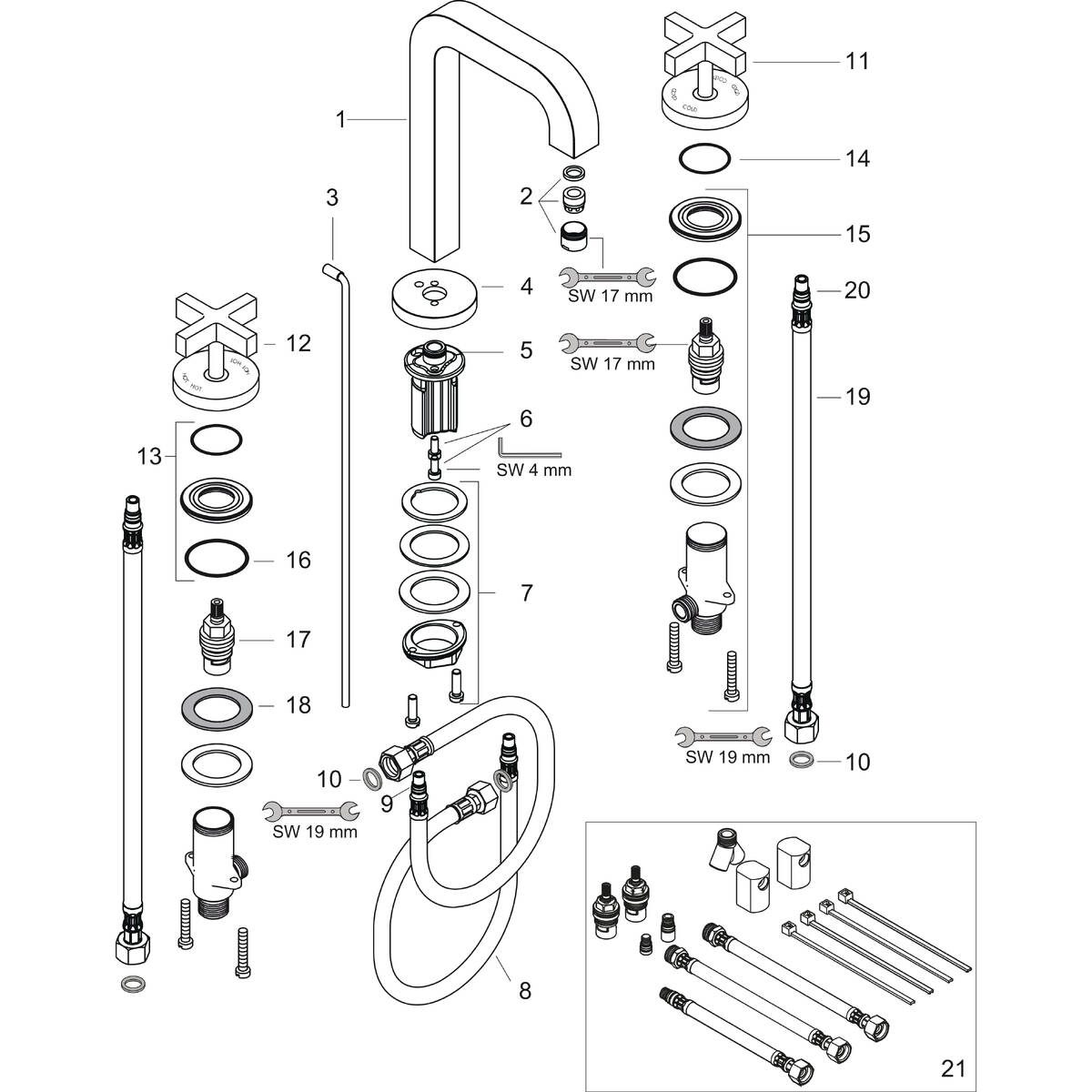 AXOR Washbasin mixers: AXOR Citterio, 3-hole basin mixer 170 with spout ...