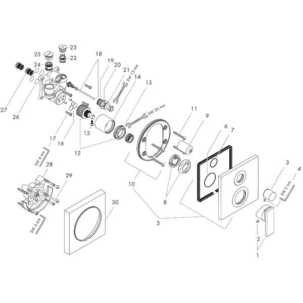 AXOR Citterio Bath mixers: 2 functions, Chrome, Item No. 39457000