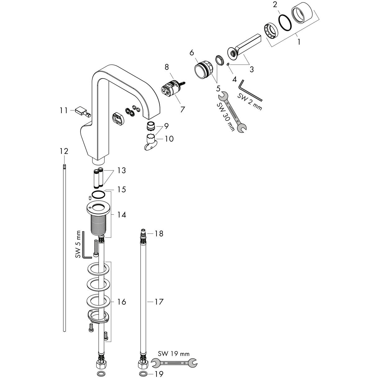 AXOR Washbasin mixers: AXOR Citterio, Single lever basin mixer 190 with ...