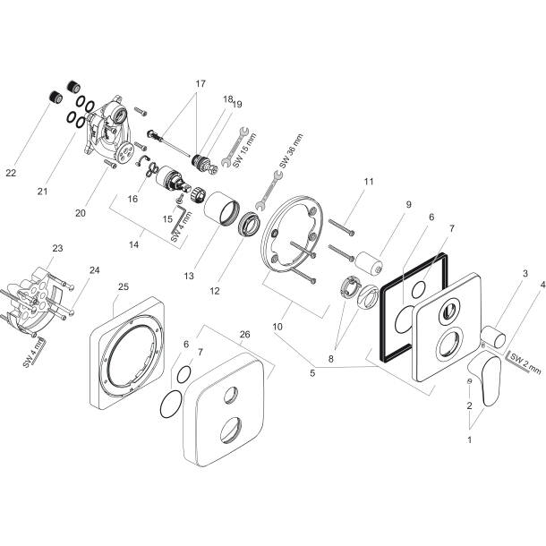 雅生奇特里奥 M 2路出水, 镀铬, 货号 34425007 | Hansgrohe Pro CN