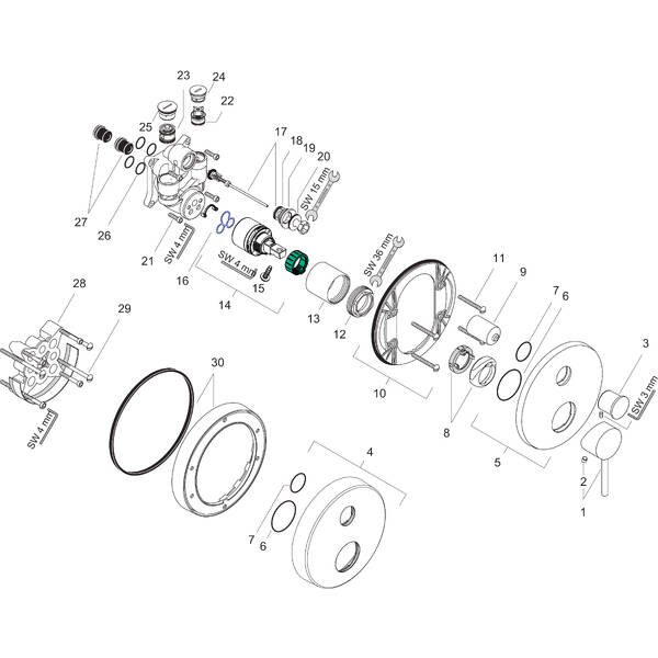 AXOR Starck Bath mixers: 2 functions, Chrome, Item No. 10418000