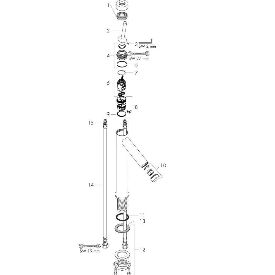 AXOR Washbasin mixers: AXOR Starck, Single lever basin mixer 250 with ...