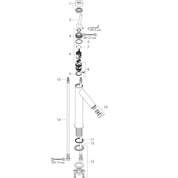 AXOR Washbasin mixers: AXOR Starck, Single lever basin mixer 250 with ...