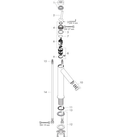 AXOR Washbasin mixers: AXOR Starck, Single lever basin mixer 250 with ...