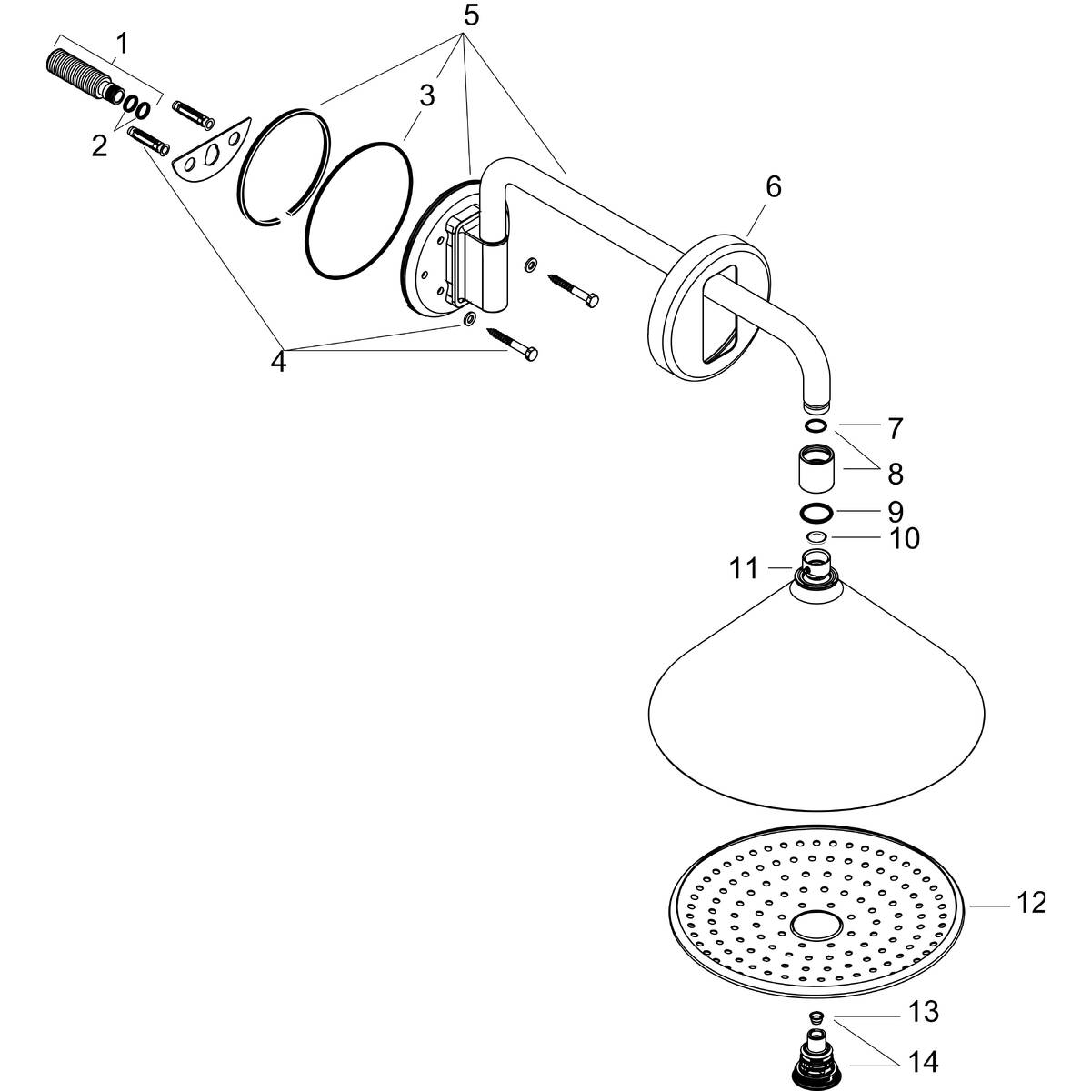 AXOR Overhead showers: AXOR Showers/Front, 2 spray modes, Item No. 26021000