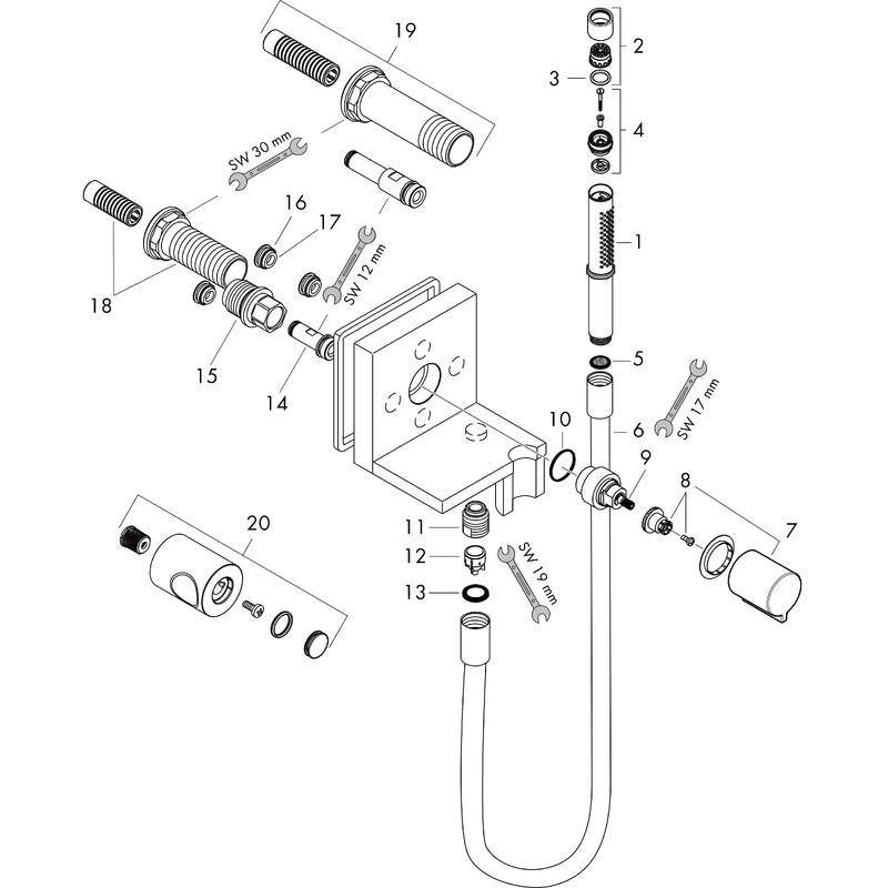AXOR Shut-off valves: AXOR ShowerSolutions, Hand shower module 120/120 ...
