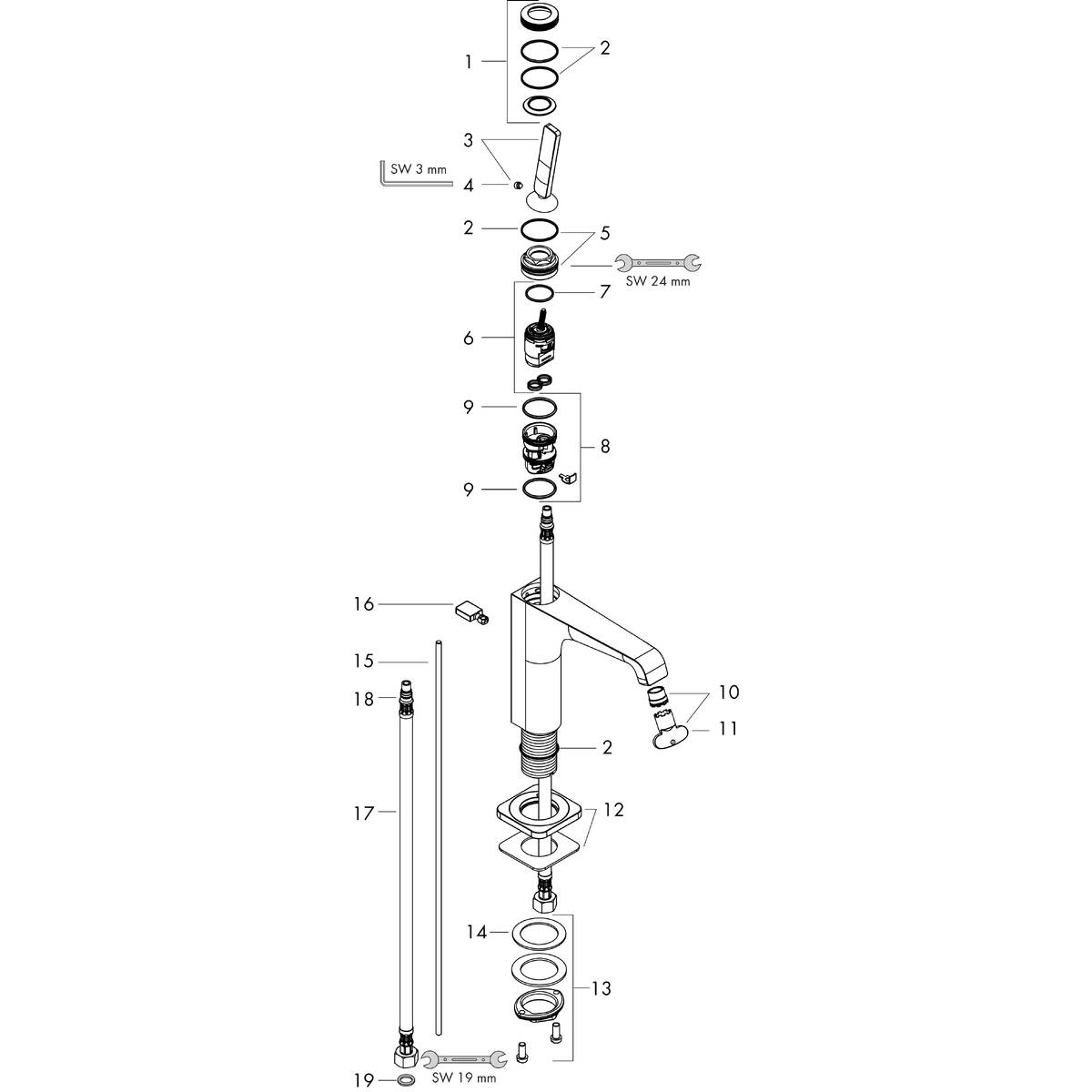 AXOR Washbasin mixers: AXOR Citterio E, Single lever basin mixer 130 ...