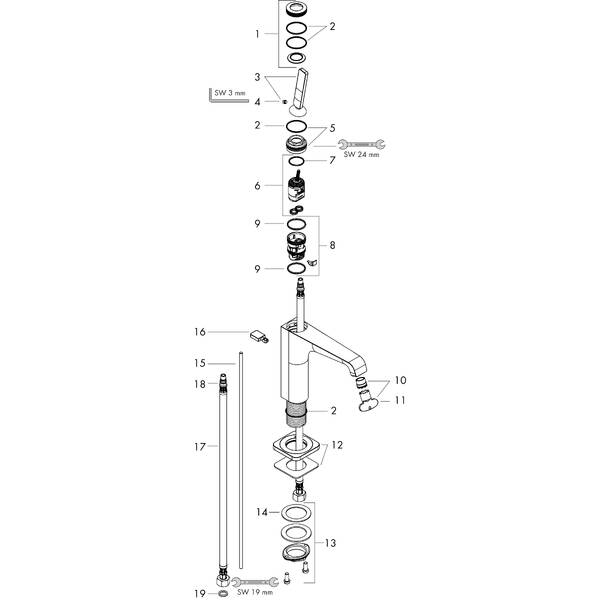 AXOR Washbasin mixers: AXOR Citterio E, Single lever basin mixer 130 ...