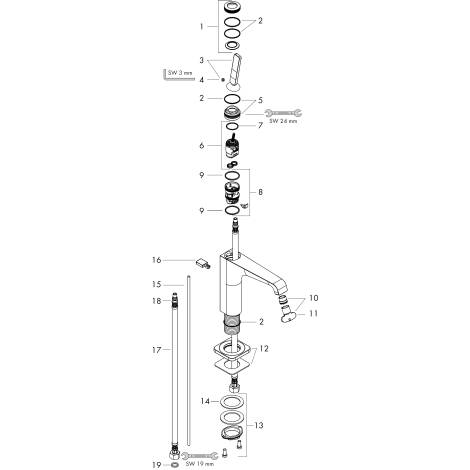 AXOR Washbasin mixers: AXOR Citterio E, Single lever basin mixer 130 ...