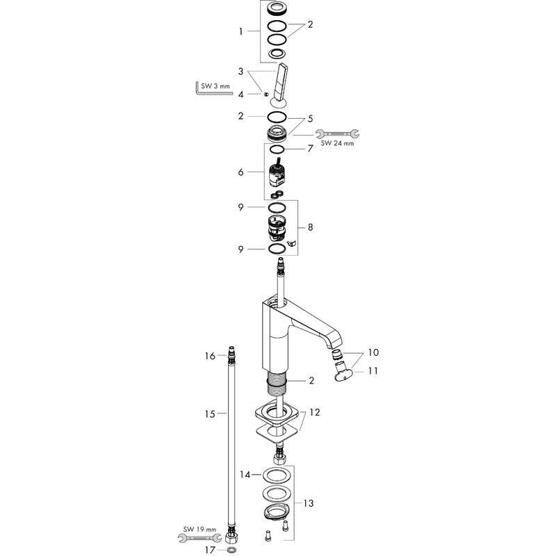 AXOR Washbasin mixers: AXOR Citterio E, Single lever basin mixer 90 ...