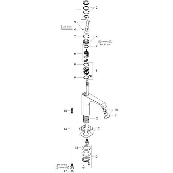 AXOR Washbasin mixers: AXOR Citterio E, Single lever basin mixer 130 ...