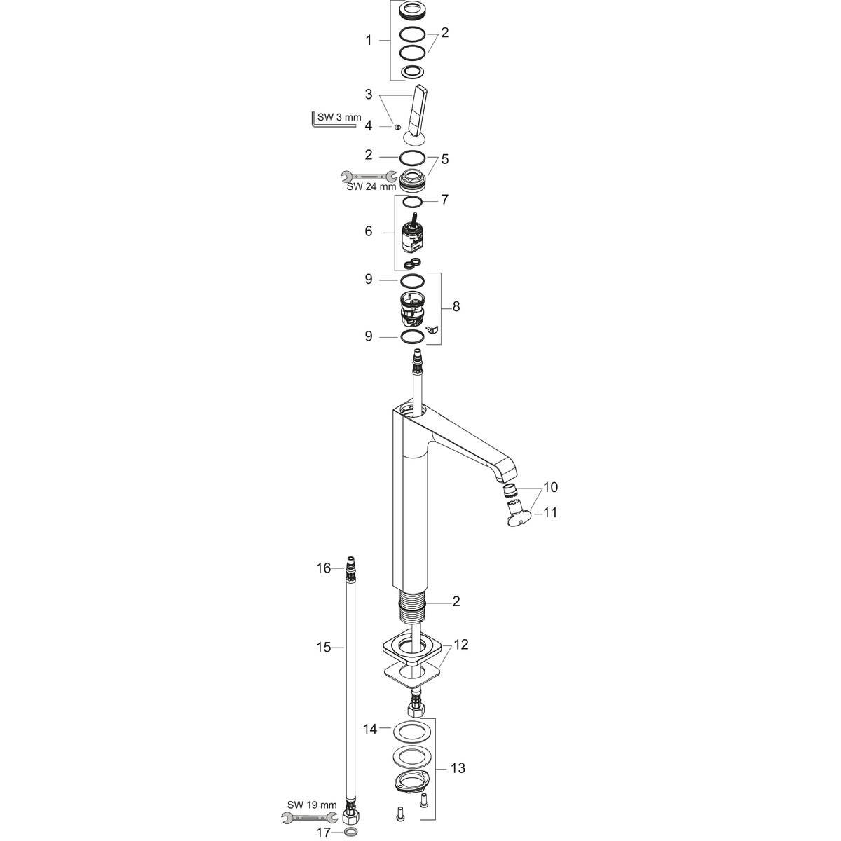 AXOR Citterio E Grifería de lavabo: cromo, ref. 36104000 | AXOR ES
