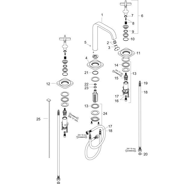 AXOR Washbasin mixers: AXOR Citterio E, 3-hole basin mixer 170 with ...