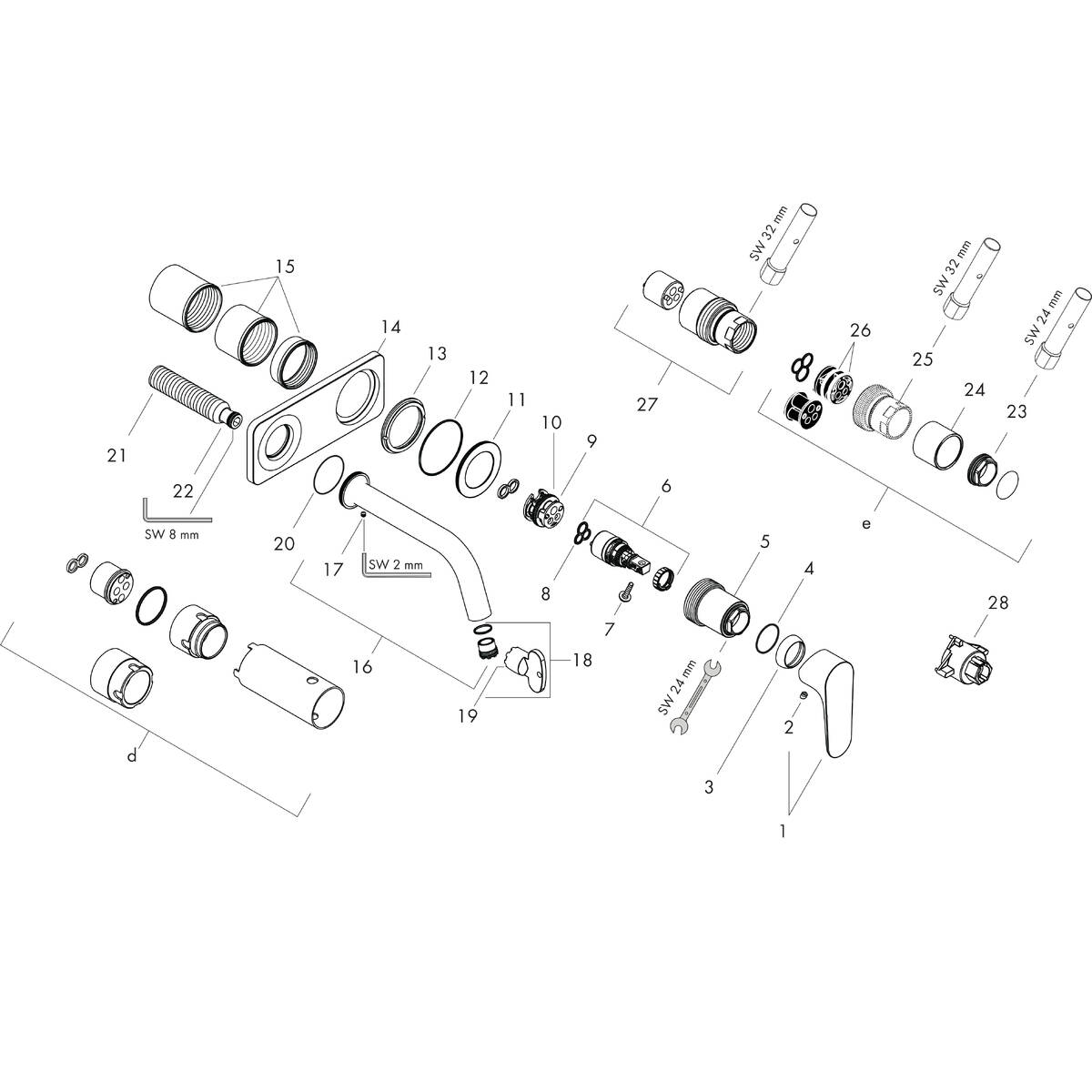 AXOR Mitigeurs de lavabo: AXOR Citterio M, Mitigeur de lavabo encastré ...