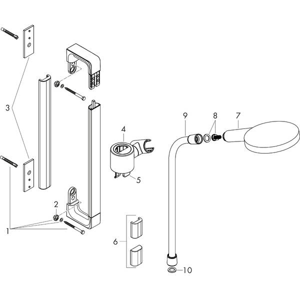 AXOR Wall bar sets: AXOR Citterio E, Shower set 0.90 m with hand shower ...