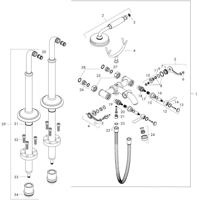AXOR Montreux Bath mixers: 2 functions, Chrome, Item No. 16553000