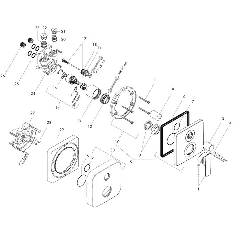 AXOR Citterio E Wannenarmaturen: 2 Verbraucher, Chrom, Art.-Nr. 36457000