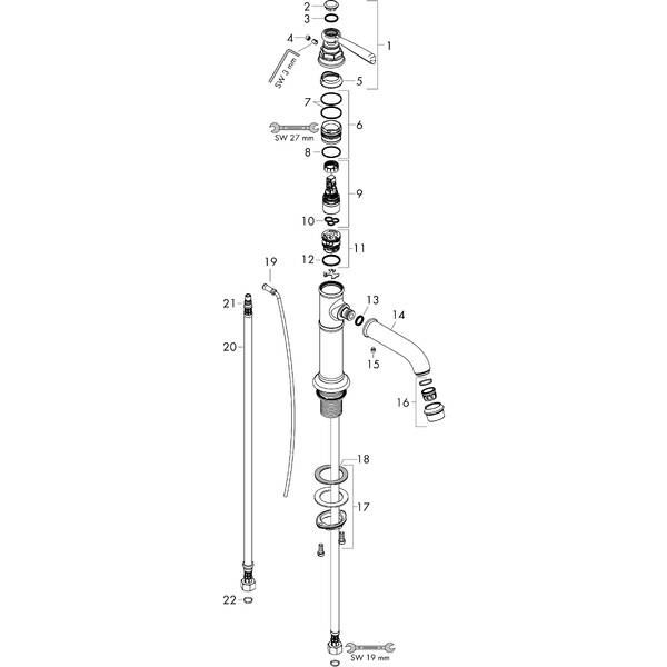 AXOR Washbasin mixers: AXOR Montreux, Single lever basin mixer 100 with ...