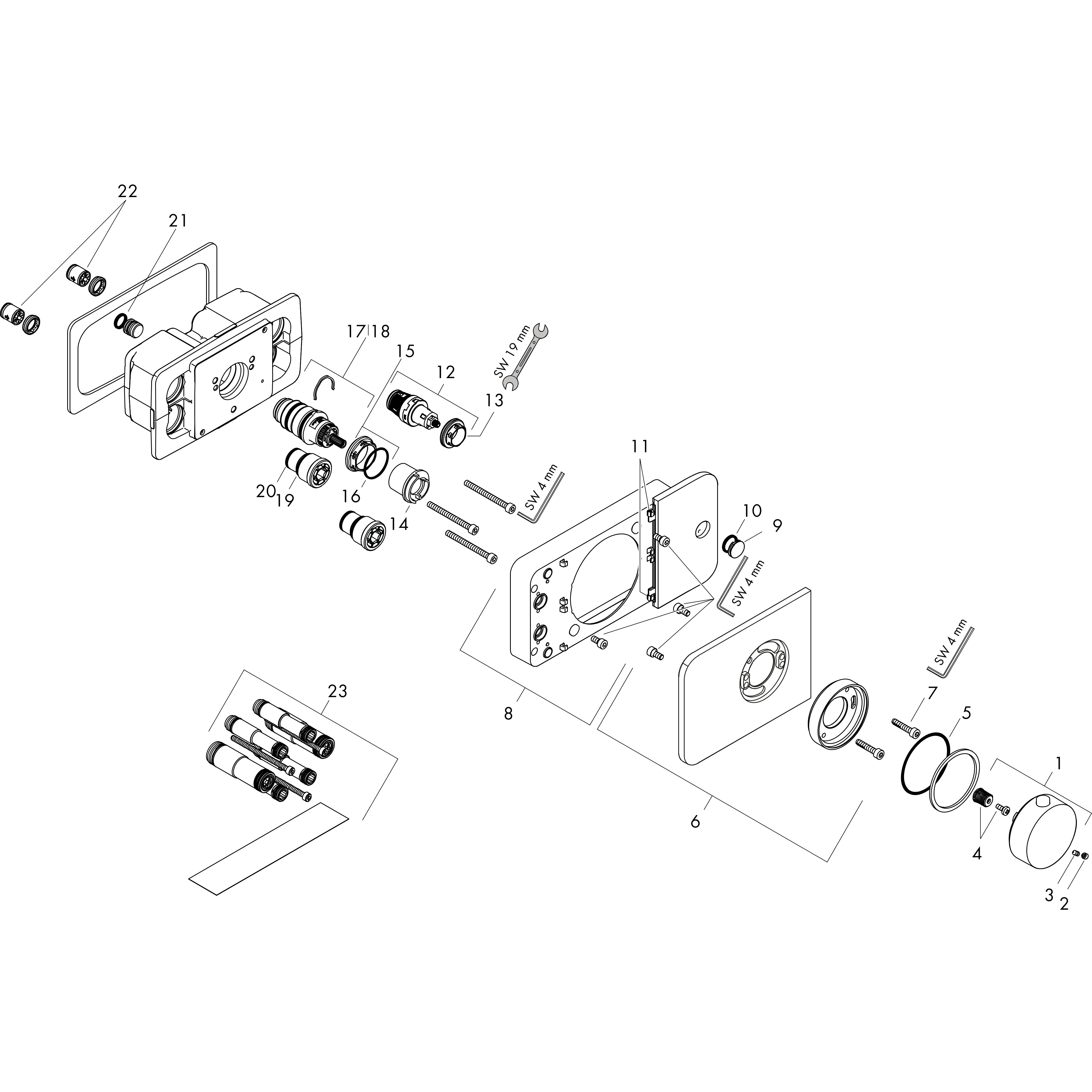 AXOR One Shower mixers: 1 function and 1 additional outlet, Chrome ...