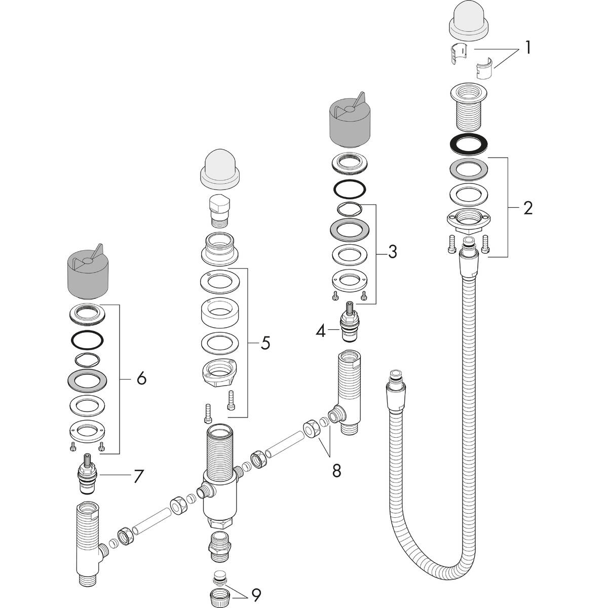 AXOR Concealed Basic set 3-/4- hole bath mixers: Basic set for 3-hole ...
