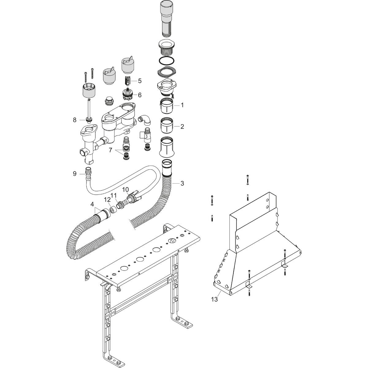 AXOR Concealed Basic set 3-/4- hole bath mixers: Basic set for 4-hole ...