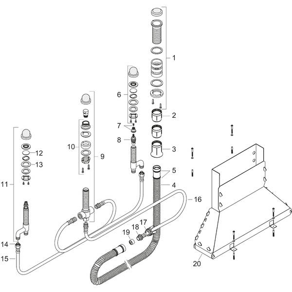 AXOR Concealed Basic set 3-/4- hole bath mixers: Basic set for 4-hole ...