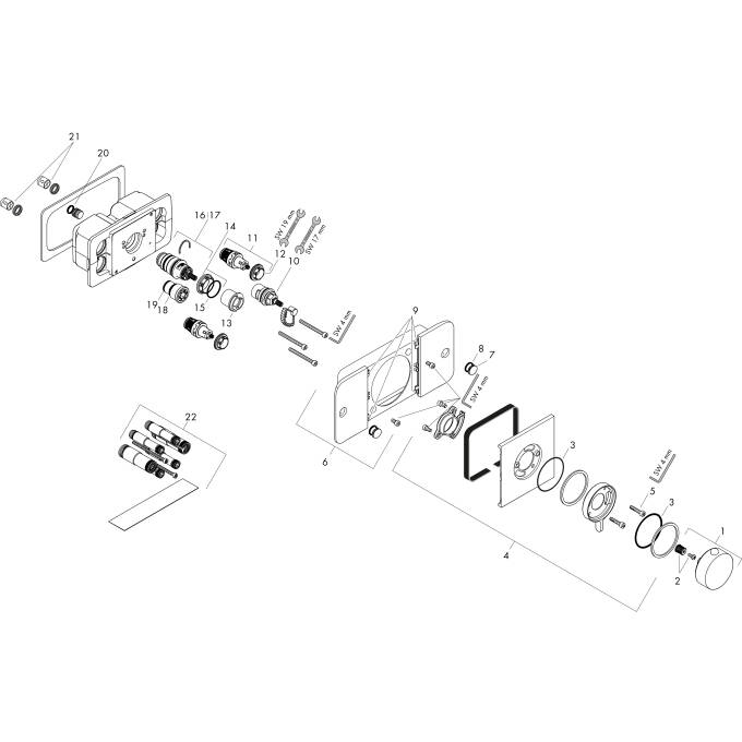 雅生 One 淋浴龙头: 单把手, 两功能，带1个拓展接口, 镀铬, 货号 45712007