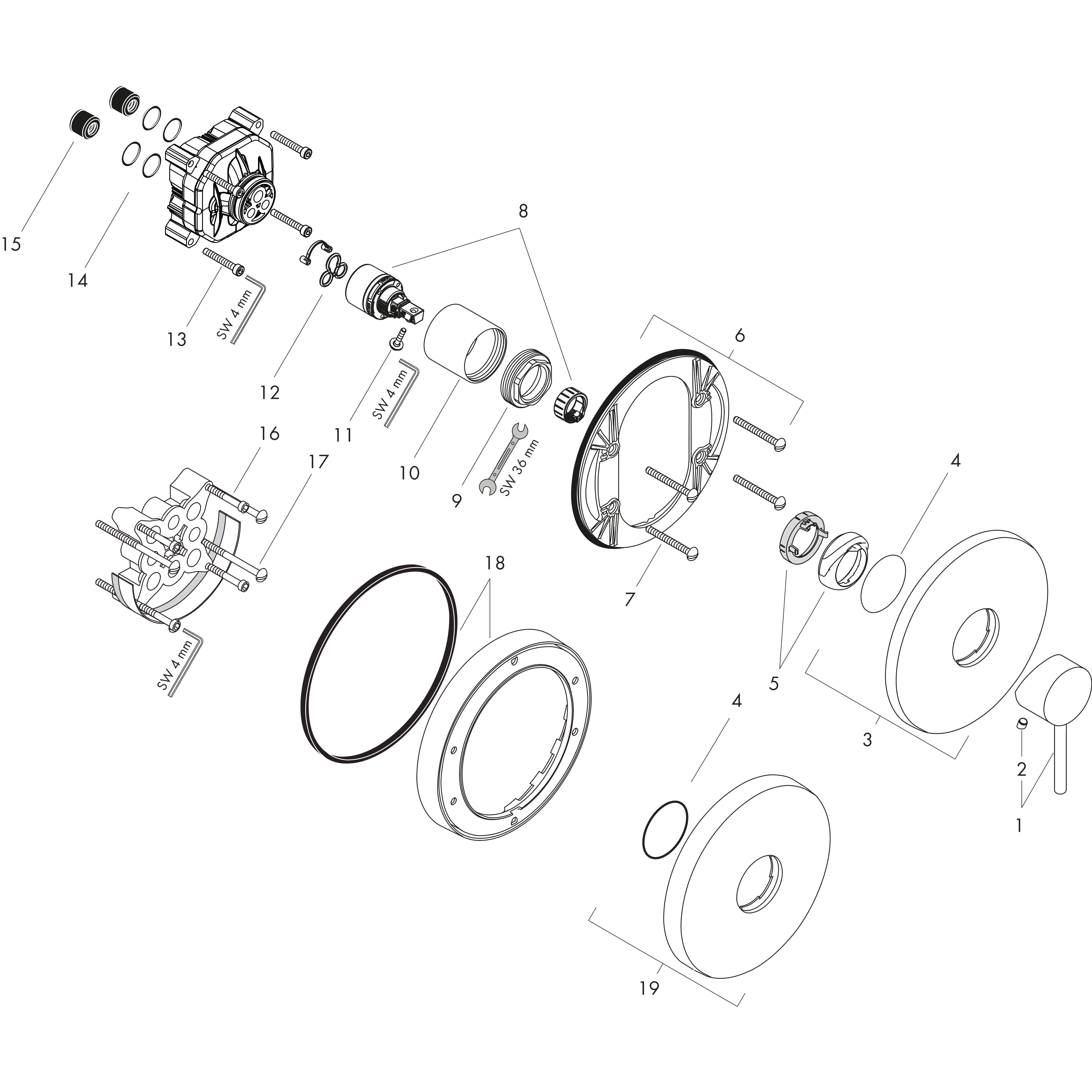AXOR Starck Shower mixers: 1 function, Chrome, Item No. 10616003