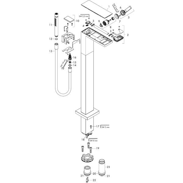 AXOR MyEdition Bath mixers: 2 functions, Chrome/Mirror Glass, Item No ...