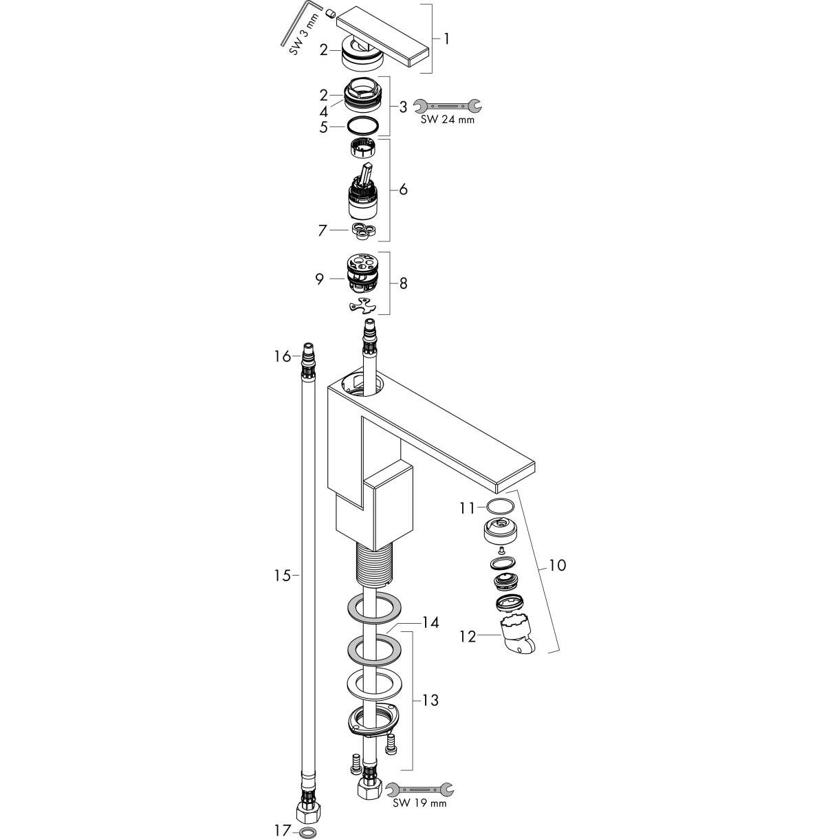 AXOR Mezcladores para lavabo: AXOR Edge, Mezclador monomando de lavabo ...