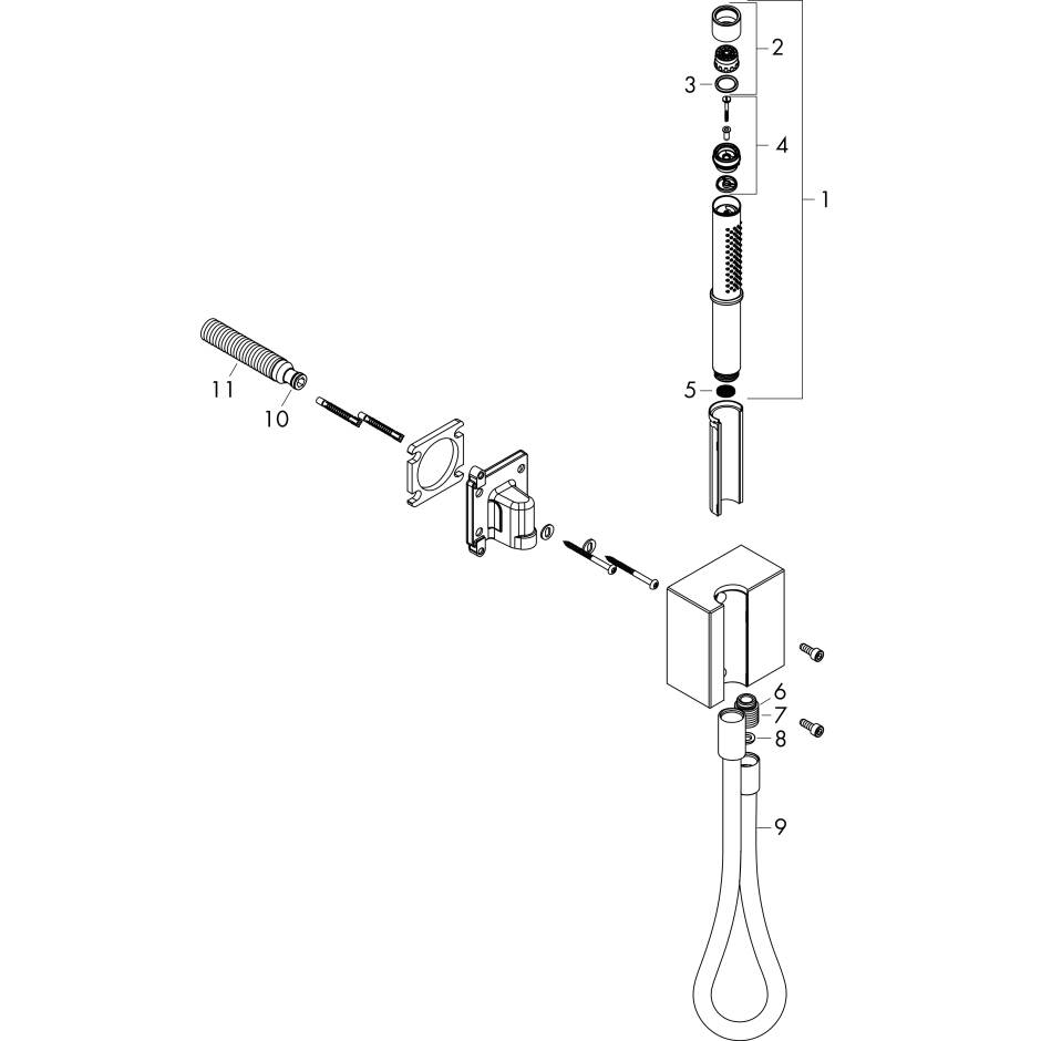 AXOR Porter sets: AXOR Edge, Porter unit with baton hand shower 2jet ...