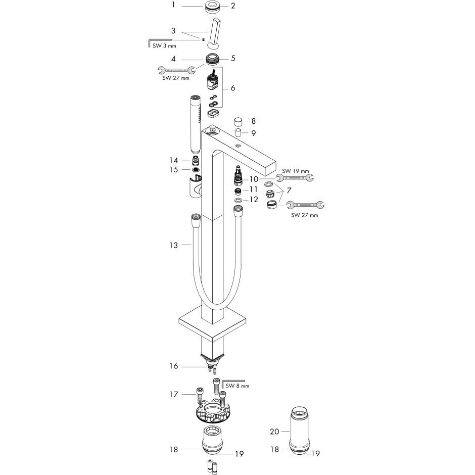 雅生奇特里奥 浴缸龙头: 两功能, 镀铬, 货号 39451007
