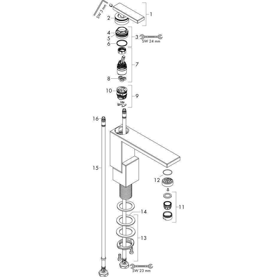 AXOR Washbasin mixers: AXOR Edge, Single lever basin mixer 130 with ...
