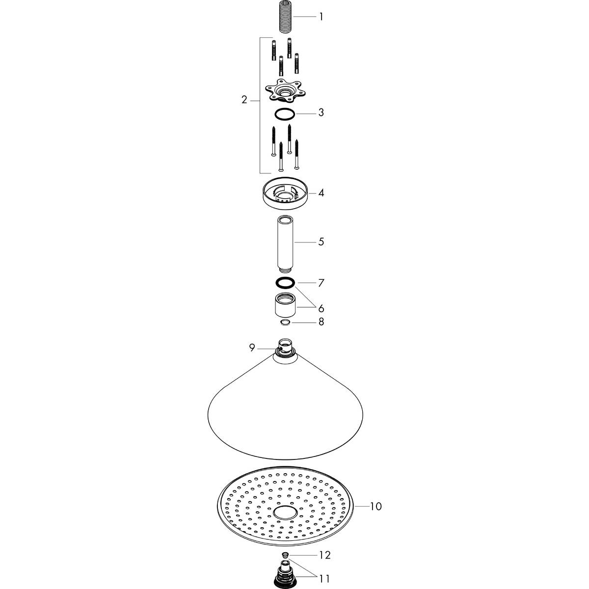 AXOR Overhead showers: AXOR Showers/Front, 2 spray modes, Item No. 26022000