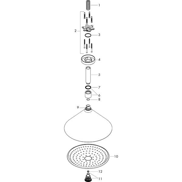AXOR Overhead showers: AXOR Showers/Front, 2 spray modes, Item No. 26022000