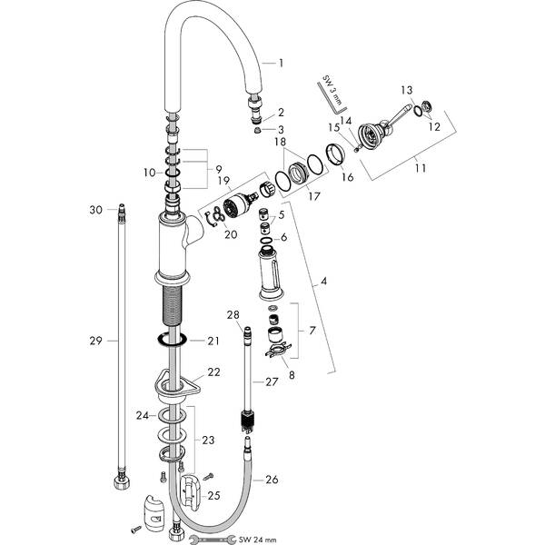 AXOR Kitchen mixers: AXOR Montreux, Single lever kitchen mixer 180 with ...