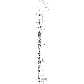 AXOR Håndvaskarmaturer: AXOR One, Håndvaskarmatur Select 170 med push ...