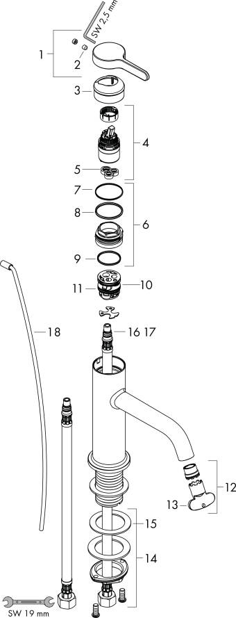 AXOR Mezcladoras de lavabo: AXOR One, Mezclador monomando de lavabo 70 ...