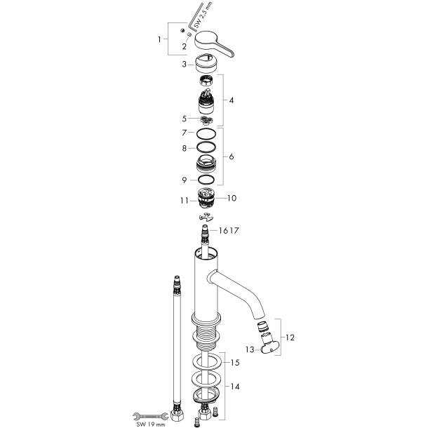 AXOR Mezcladoras de lavabo: AXOR One, Mezclador monomando de lavabo 70 ...