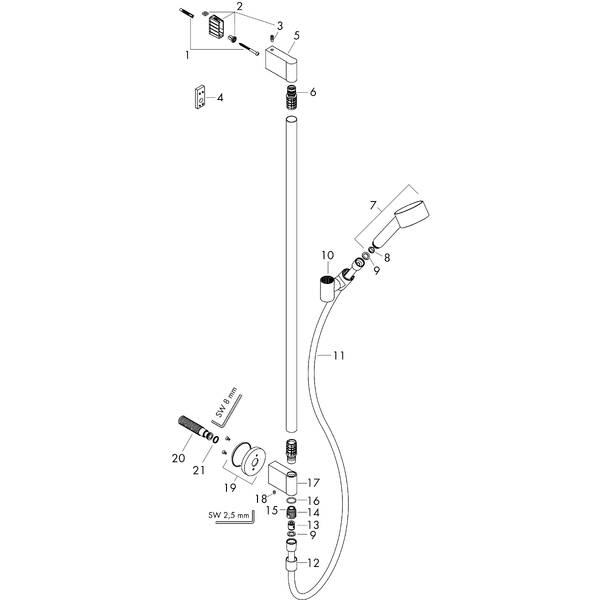 AXOR Wall bar sets: AXOR One, Shower set 75 1jet EcoSmart with wall ...