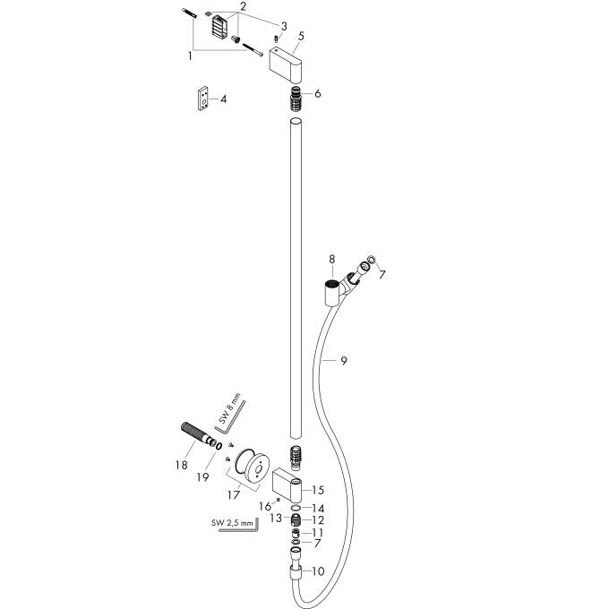 AXOR Wallbars: AXOR One, Shower bar 0,90 m with wall connection and ...