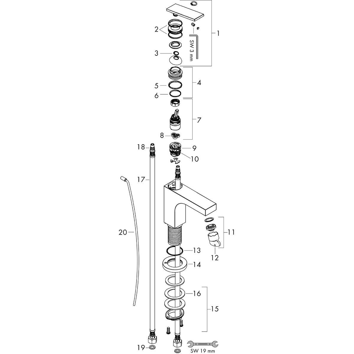 AXOR Servantarmaturer: AXOR Citterio, 1-greps servantarmatur 160 med ...