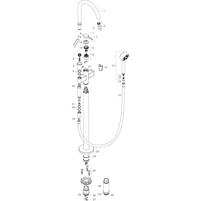 AXOR One Bath mixers: 2 functions, Matt Black, Item No. 48440670