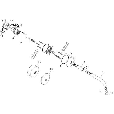 AXOR Washbasin mixers: AXOR One, Basin mixer for concealed installation ...
