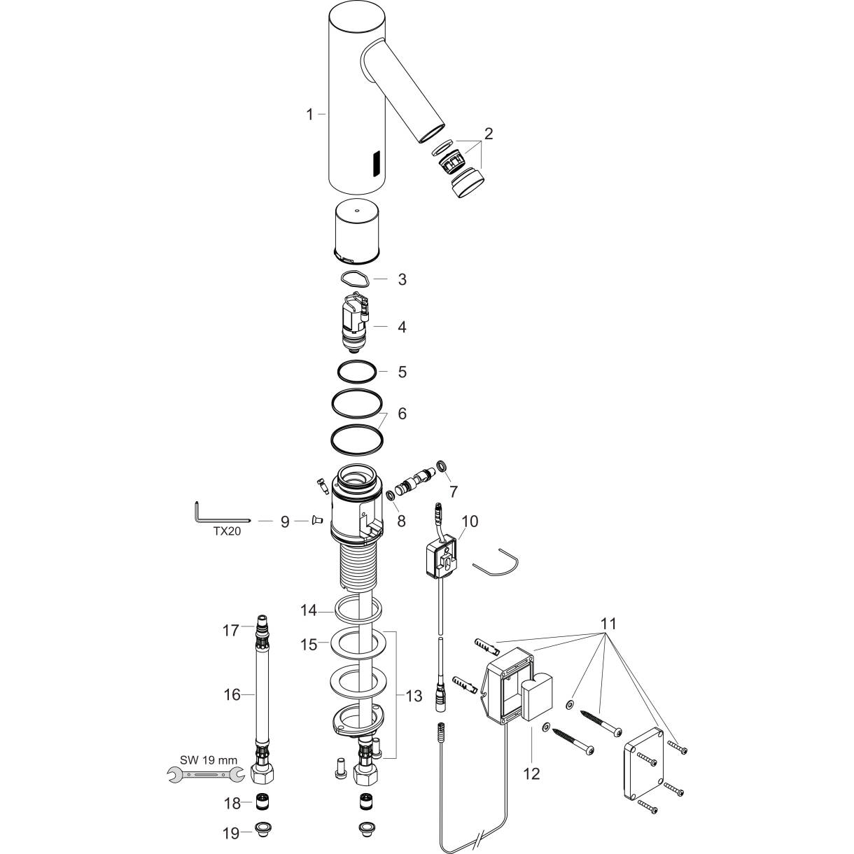 AXOR Washbasin mixers: AXOR Starck, Electronic basin mixer with ...